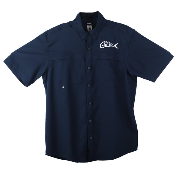 Performance Button Up - 6MFC Dolphin Logo – Six Mile Fishing Co.